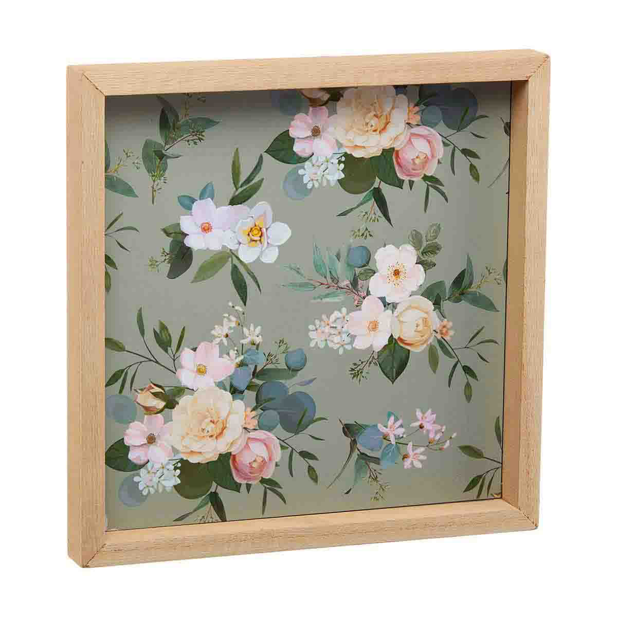 Wooden Square Floral Wall Décor