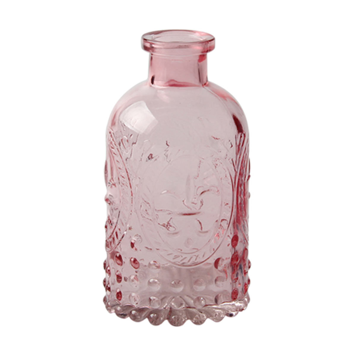 Pink Vintage Glass Textured Bottle Vase