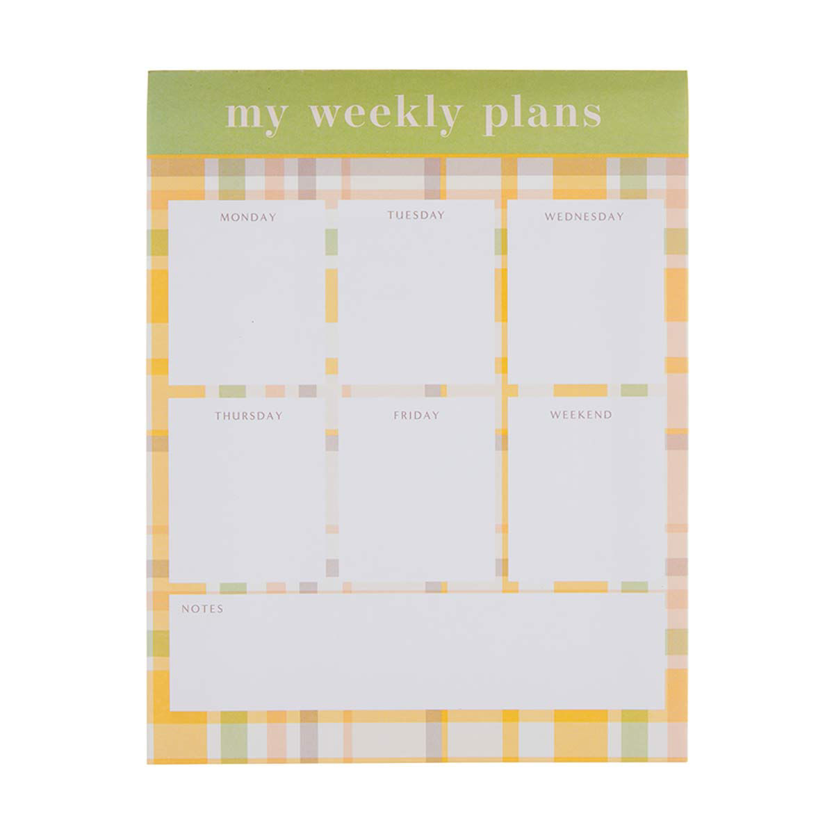 Bright Gingham Weekly Calendar Notepad Set, 2 Count