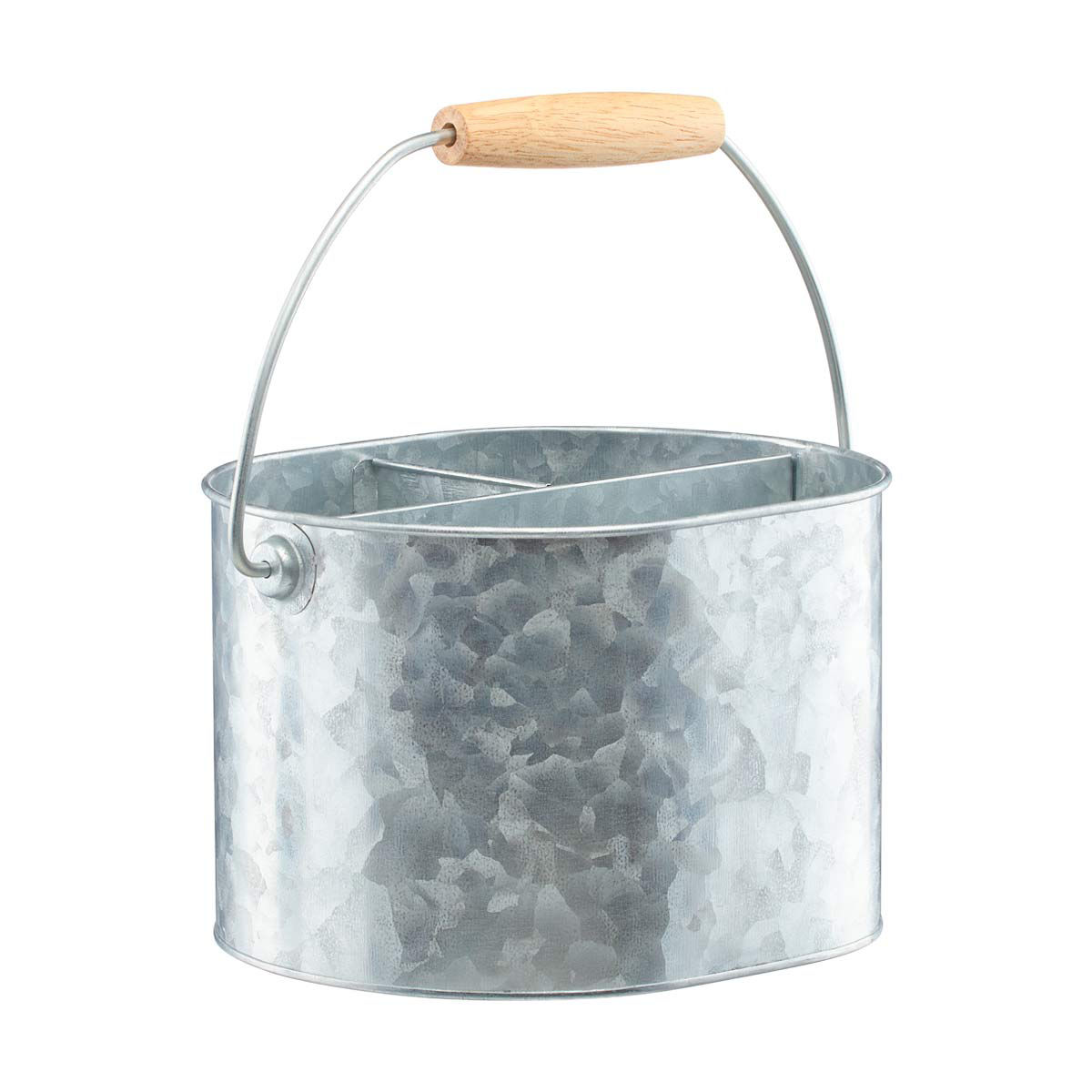 Galvanized Metal Utensil Caddy with Handle