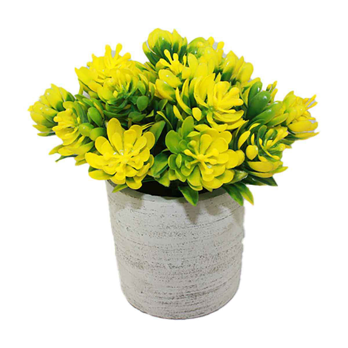 Artificial Yellow Flowers in Distressed White Pot