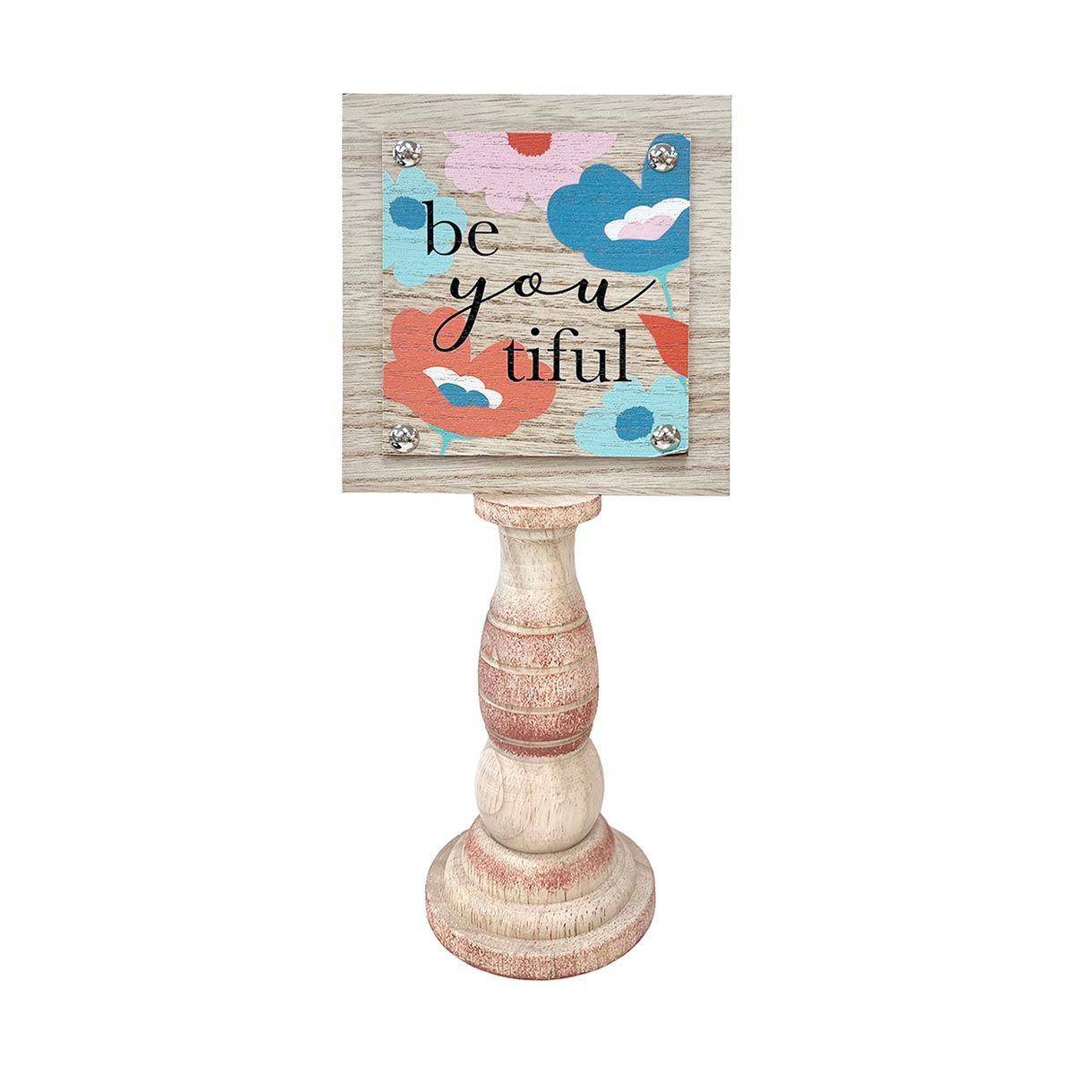 Floral Message Distressed Wooden Tabletop Plaque
