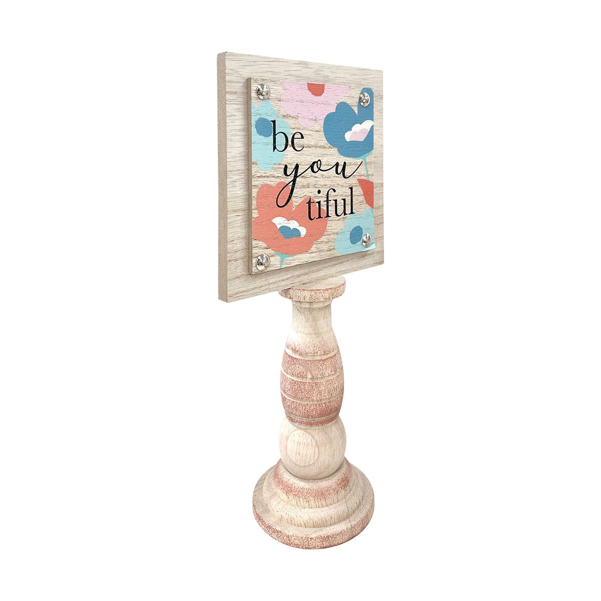 Floral Message Distressed Wooden Tabletop Plaque