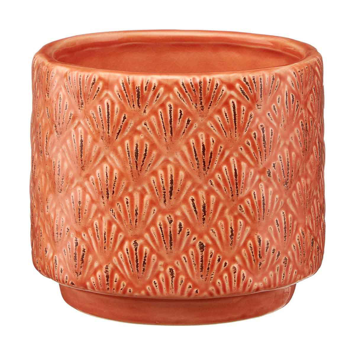 Embossed Ceramic Flower Pot, Peach