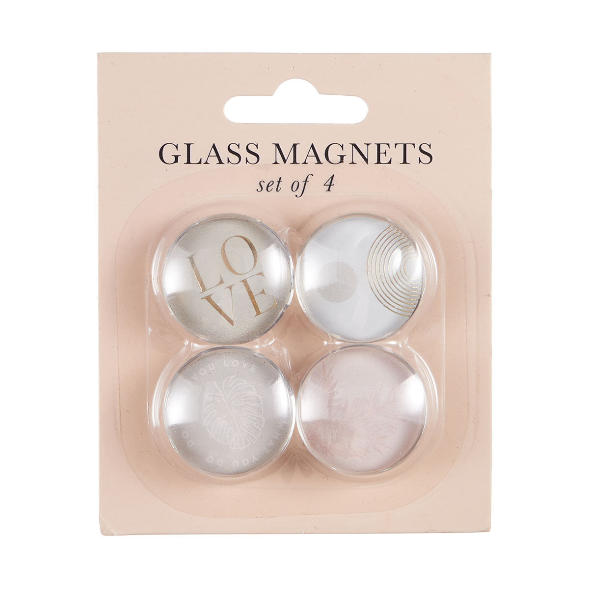 Love Round Glass Magnets, Set of 4