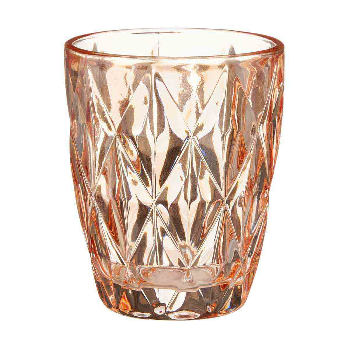 Peach Textured Diamond Beveled Drinking Glass