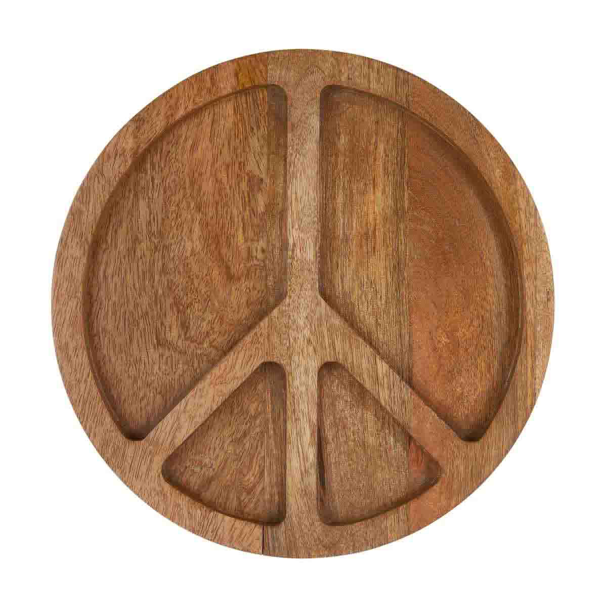 Wooden Peace Sign Snack Serving Tray