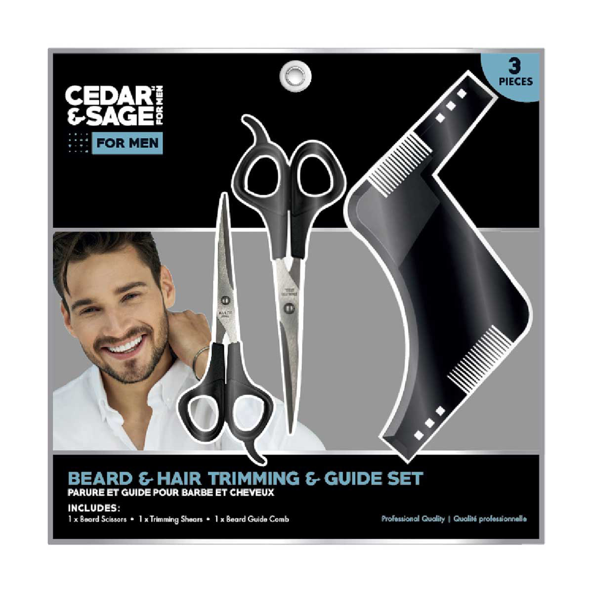 Cedar & Sage Beard & Hair Trimming & Guide Set for Men, 3 Pieces