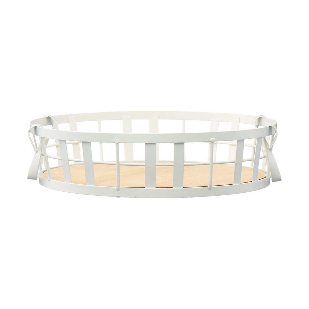 White Round Metal Tray, Small