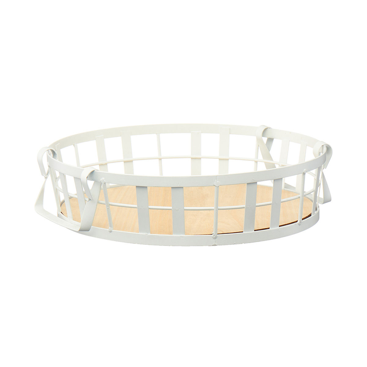 White Round Metal Tray, Small