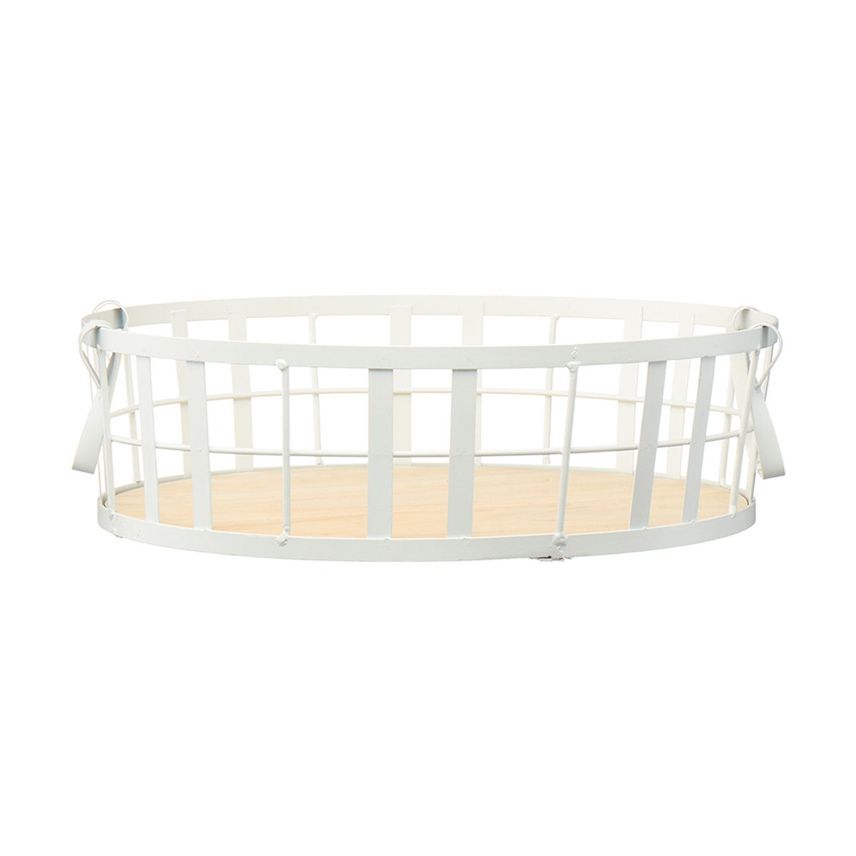 White Round Metal Tray, Medium