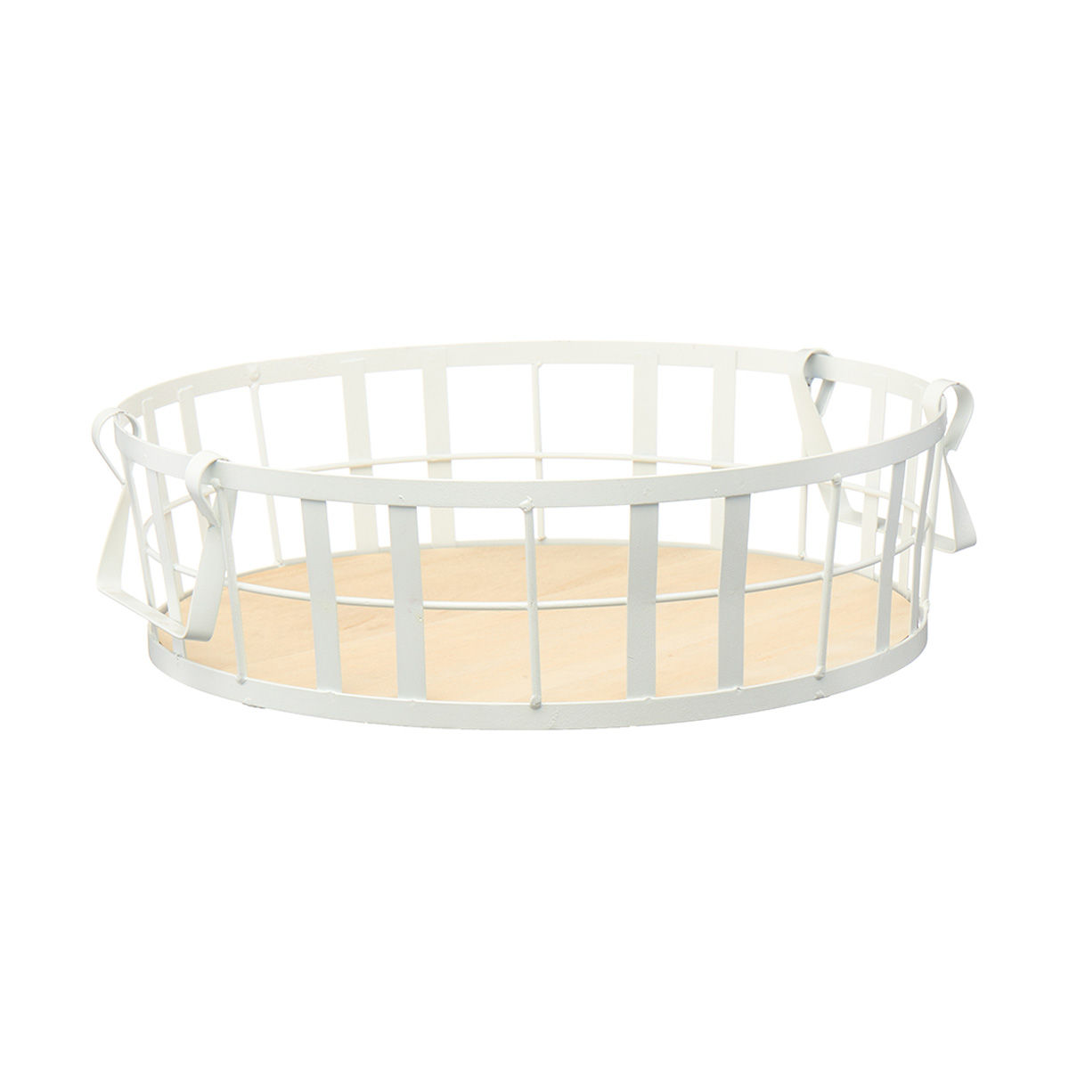 White Round Metal Tray, Medium