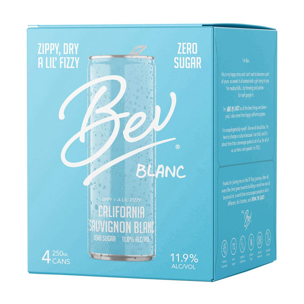 Bev Zero Sugar California Sauvignon Blanc Can