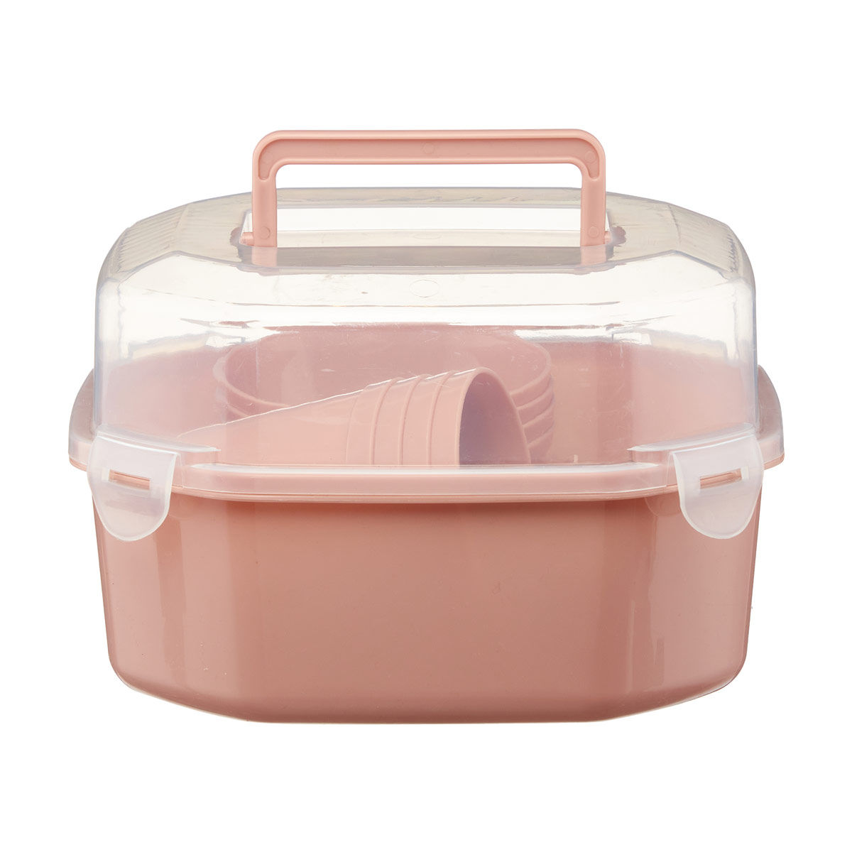 Reusable Plastic Dinnerware Set with Carrying Case, 25 Pieces