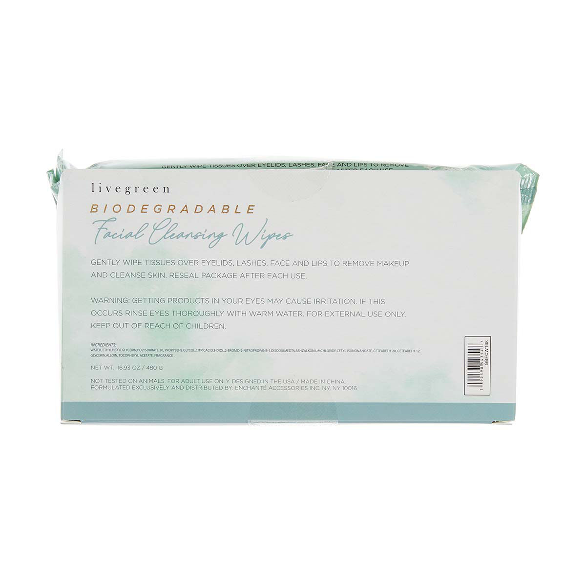 Livegreen Tea Tree & Mint Biodegradable Facial Cleansing Wipes, 60 Count