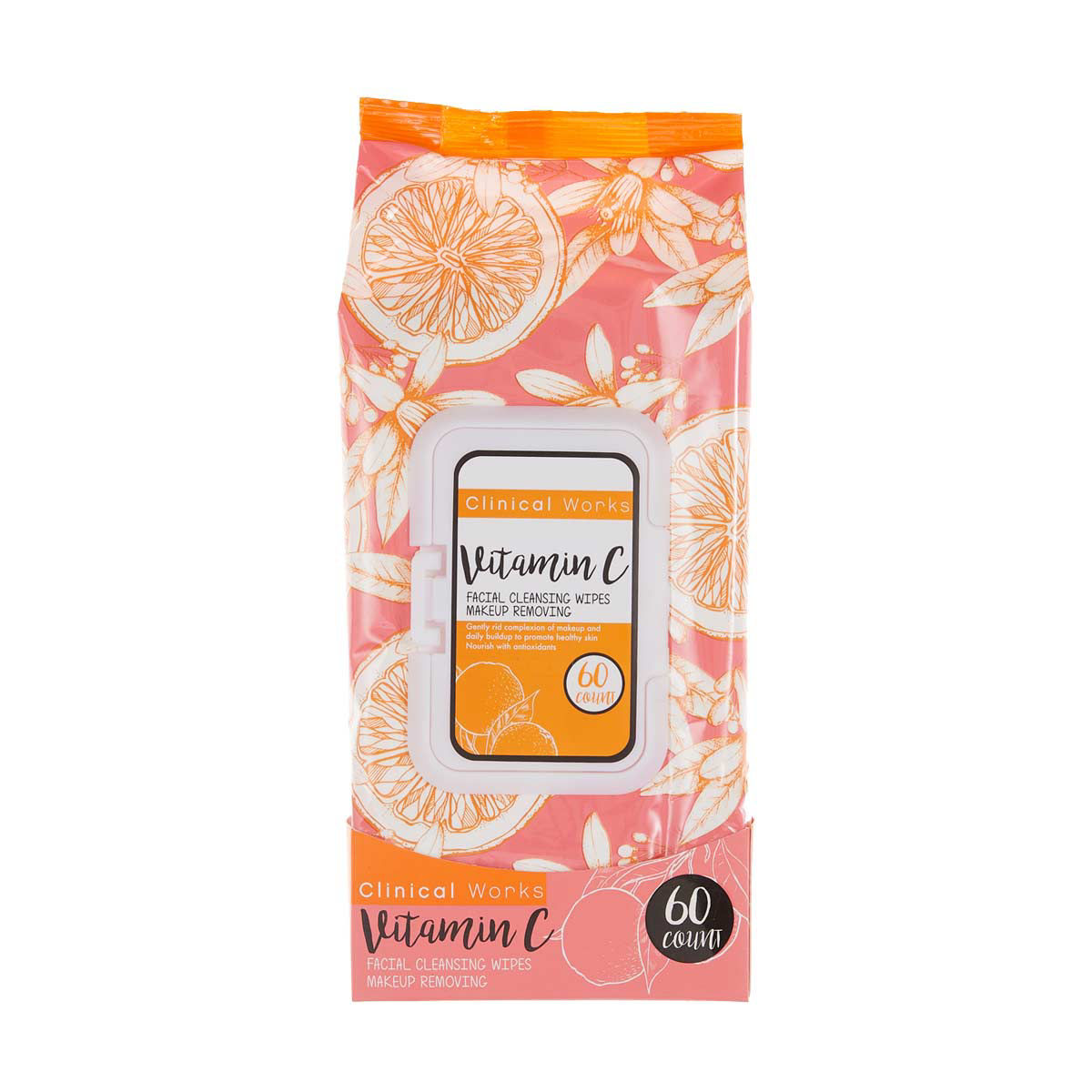 Clinical Works Vitamin C Facial Cleansing Wipes, 60 Count
