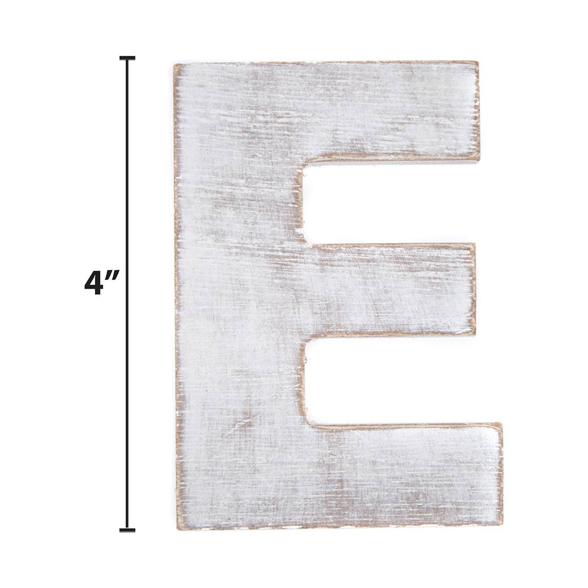 White Wash Wood Letter - E, 4 in