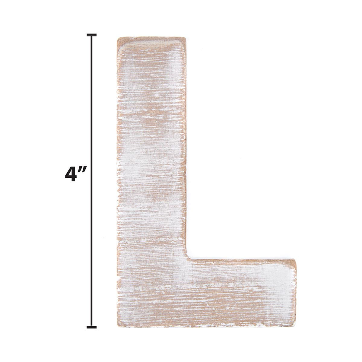 White Wash Wood Letter - L, 4 in