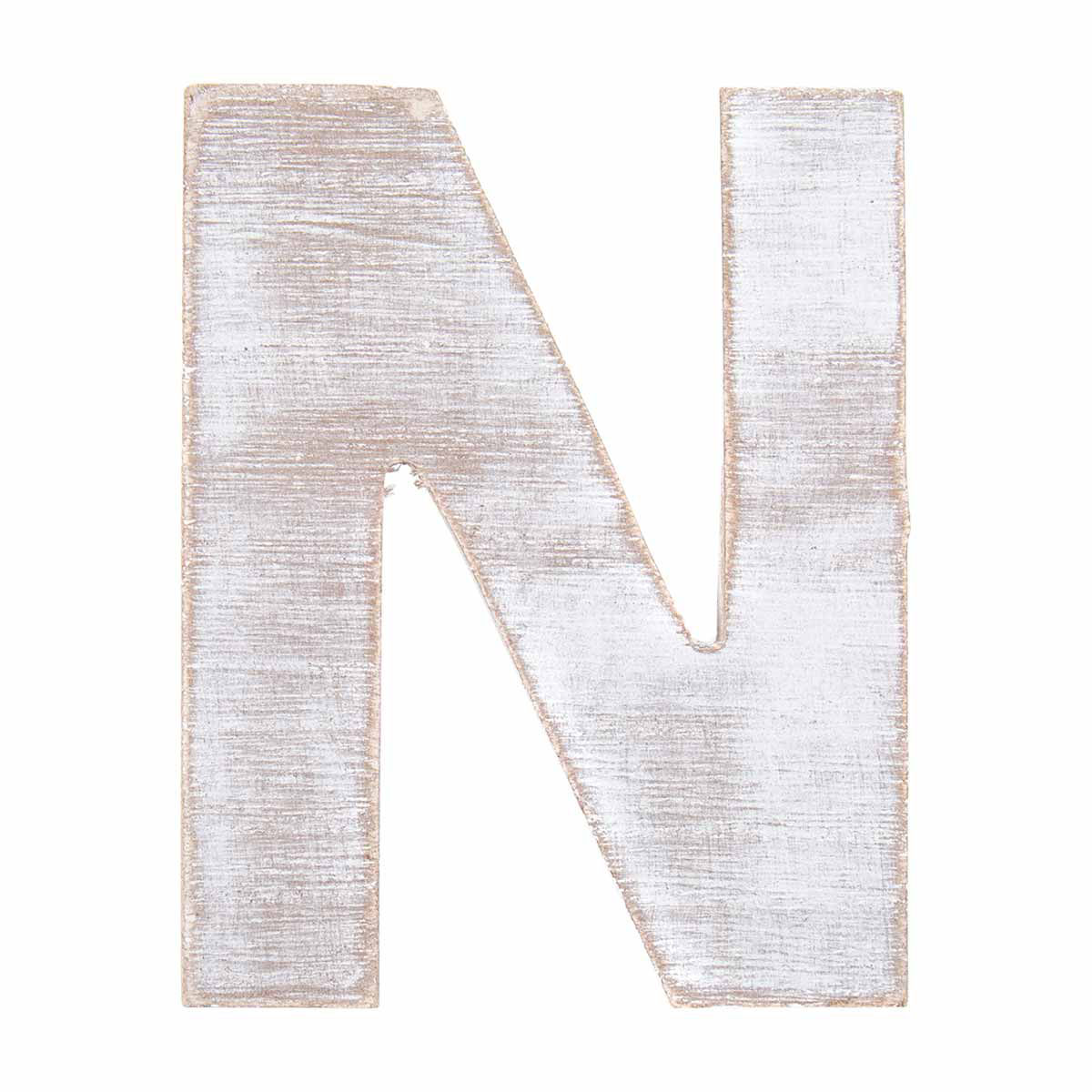 White Wash Wood Letter - N, 4 in