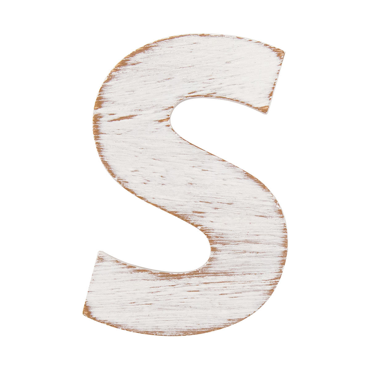 White Wash Wood Letter - S, 4 in