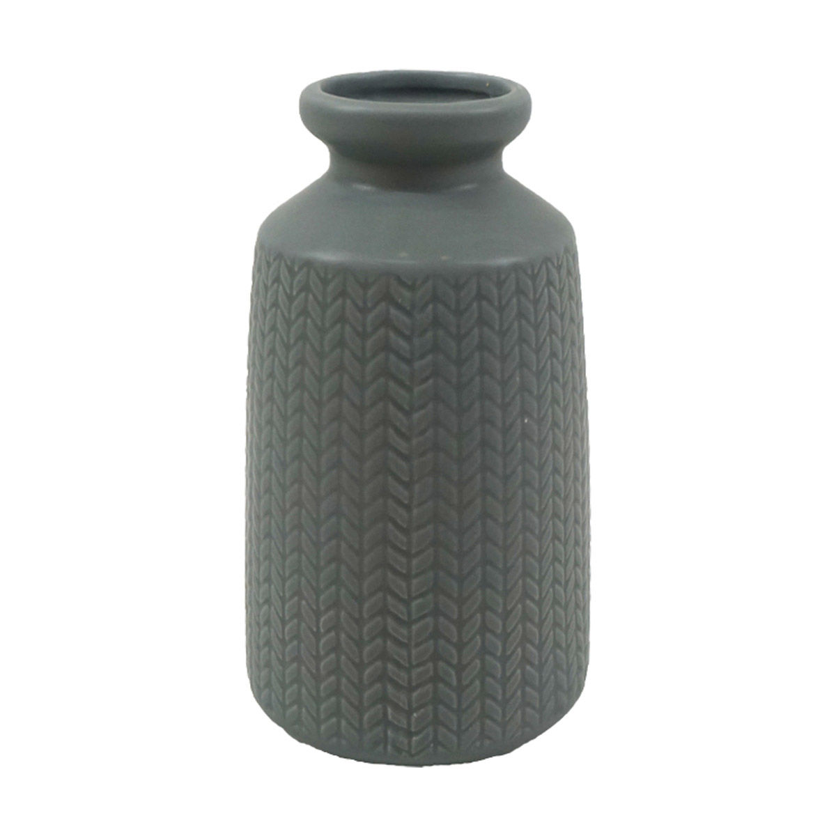Decorative Dolomite Knit Vase, Gray
