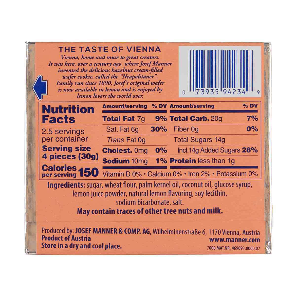 Manner Vienna Wafer Cookies, Lemon