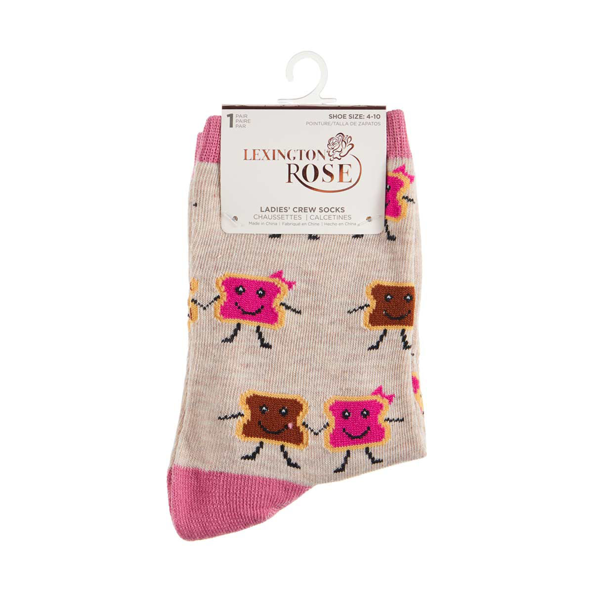 Lexington Rose Ladies Novelty Crew Socks, Cutesy Toasts