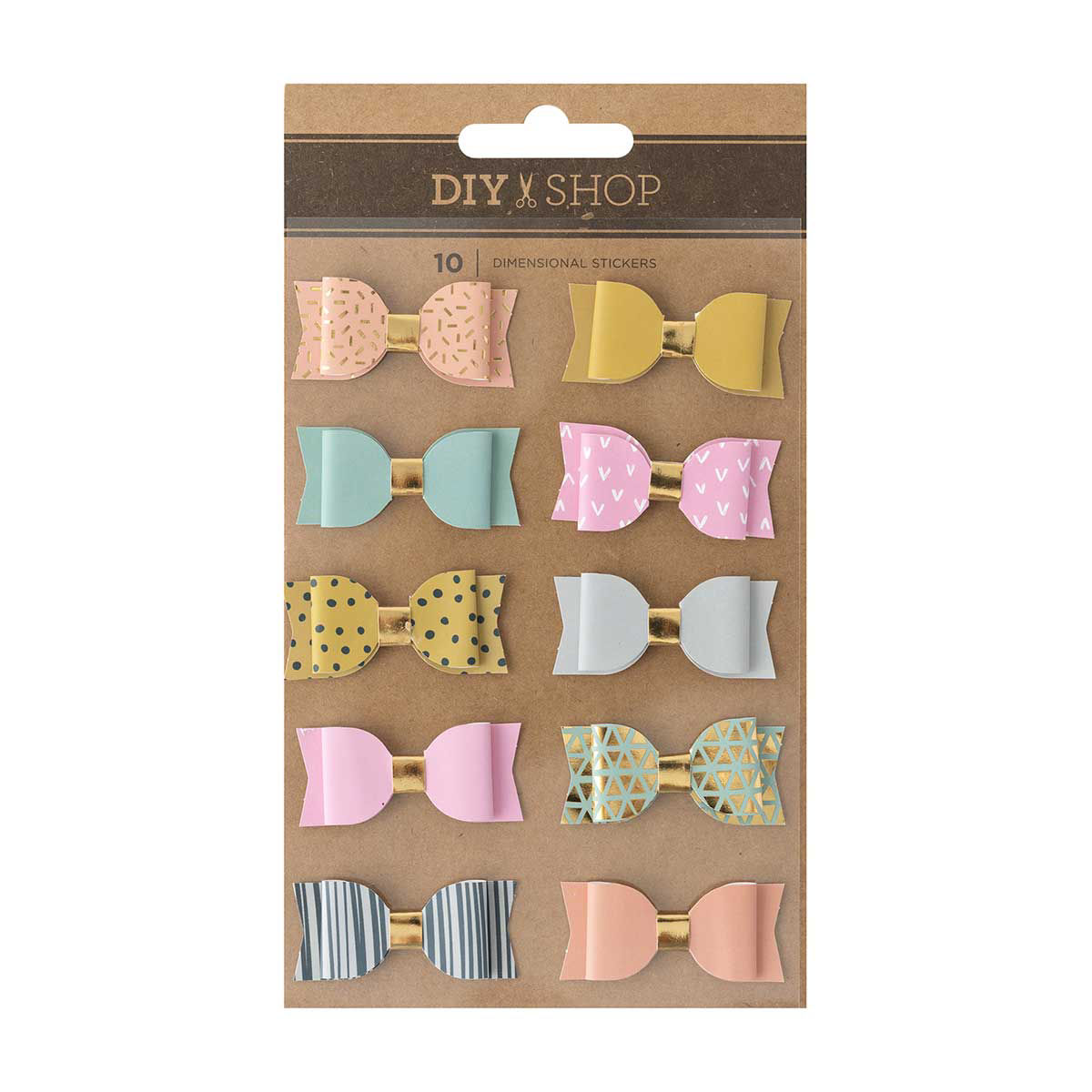 American Craft DIY Shop 3D Dimensional Paper Bows Stickers, 10 Pieces