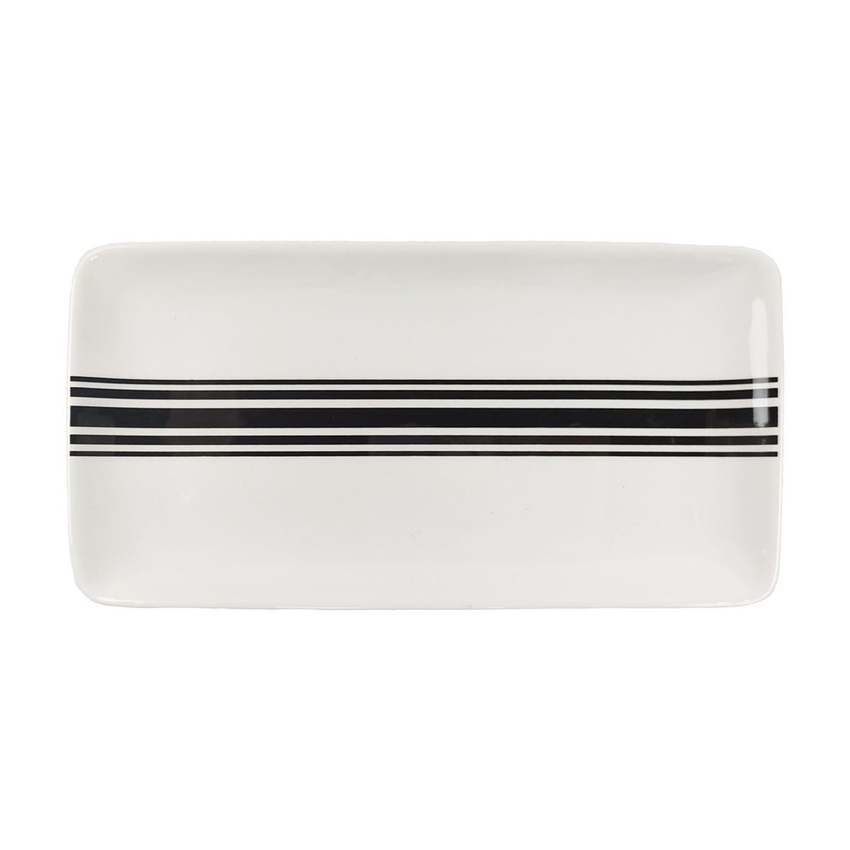 Ceramic Dinnerware Tray, Rectangular, Black and White