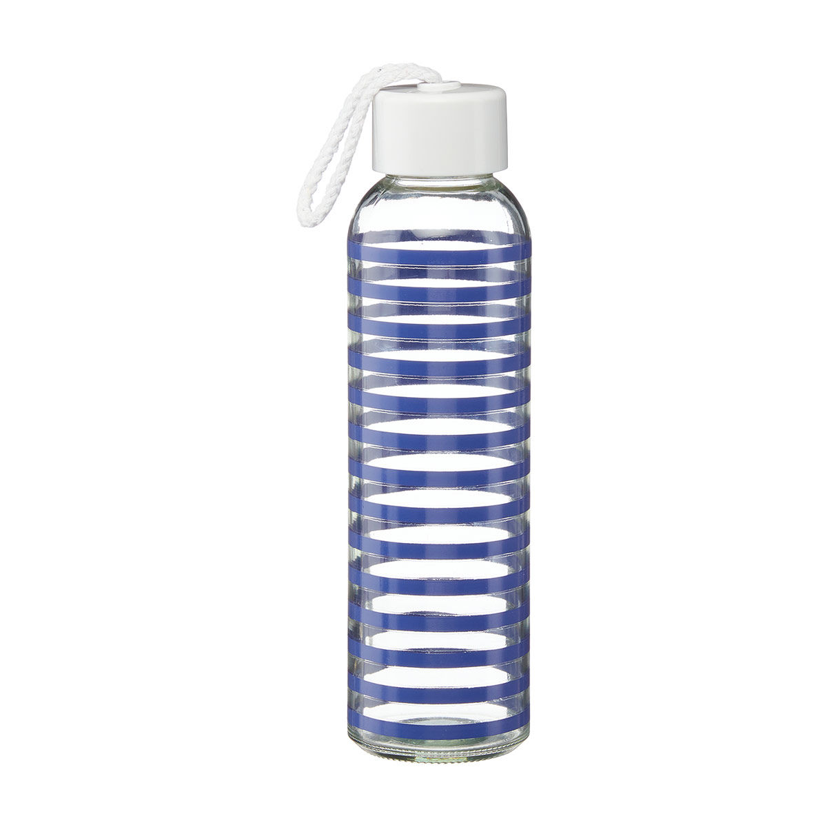 Stripes Pattern Glass Bottle Blue 1180 Oz