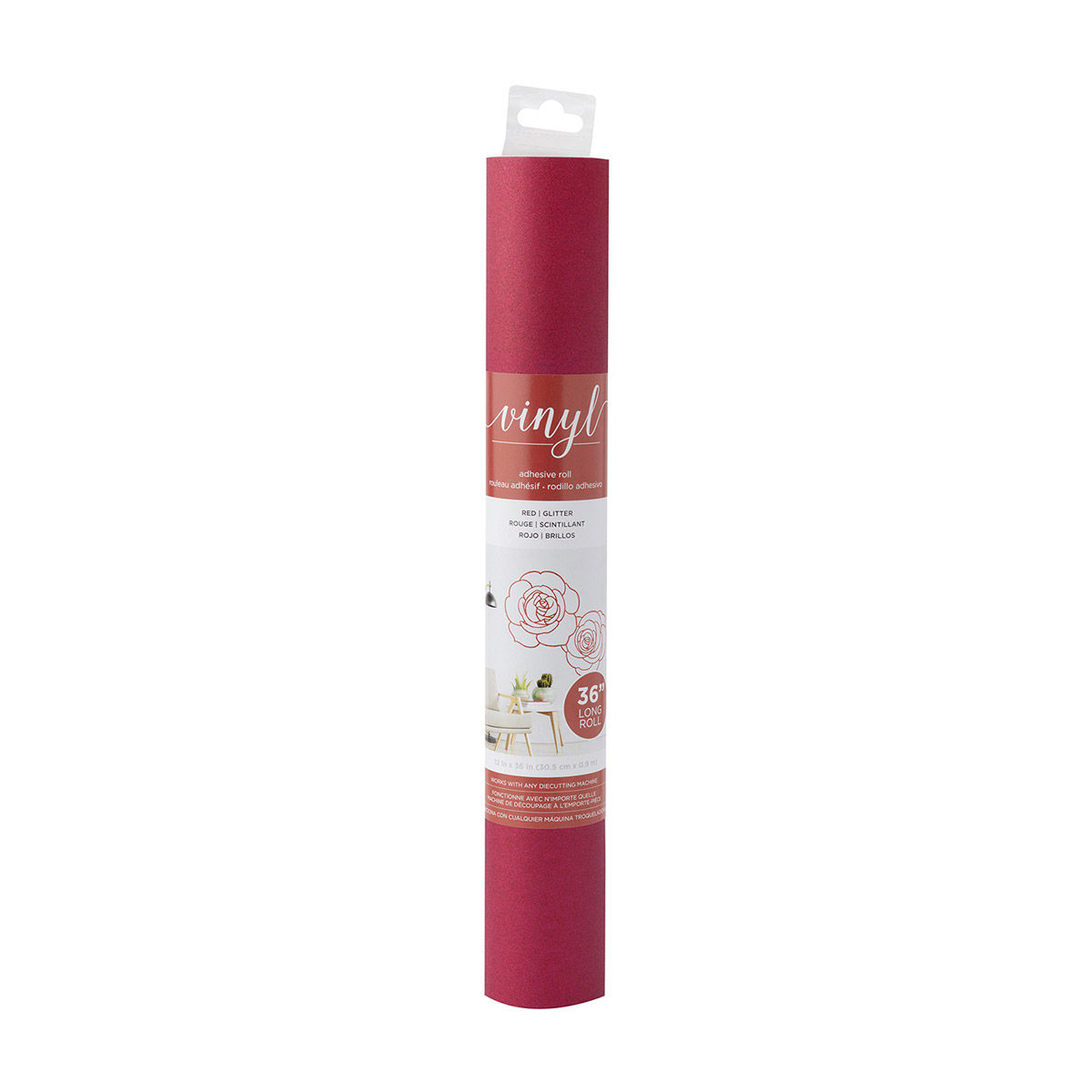 American Crafts Vinyl Roll, Glitter Red, 12 x 36 in