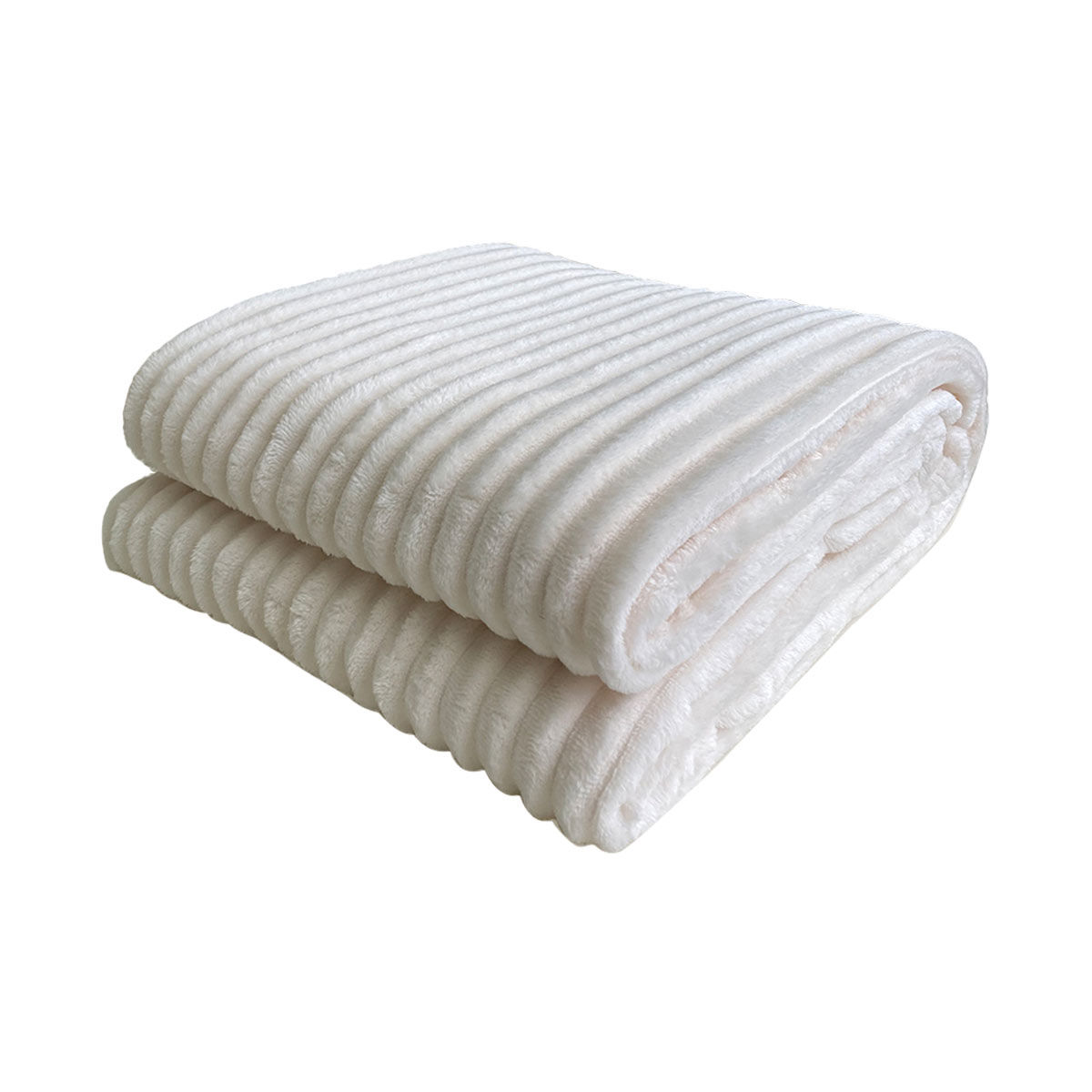 Ribbed Cream Plush Throw, 50 in x 60 in