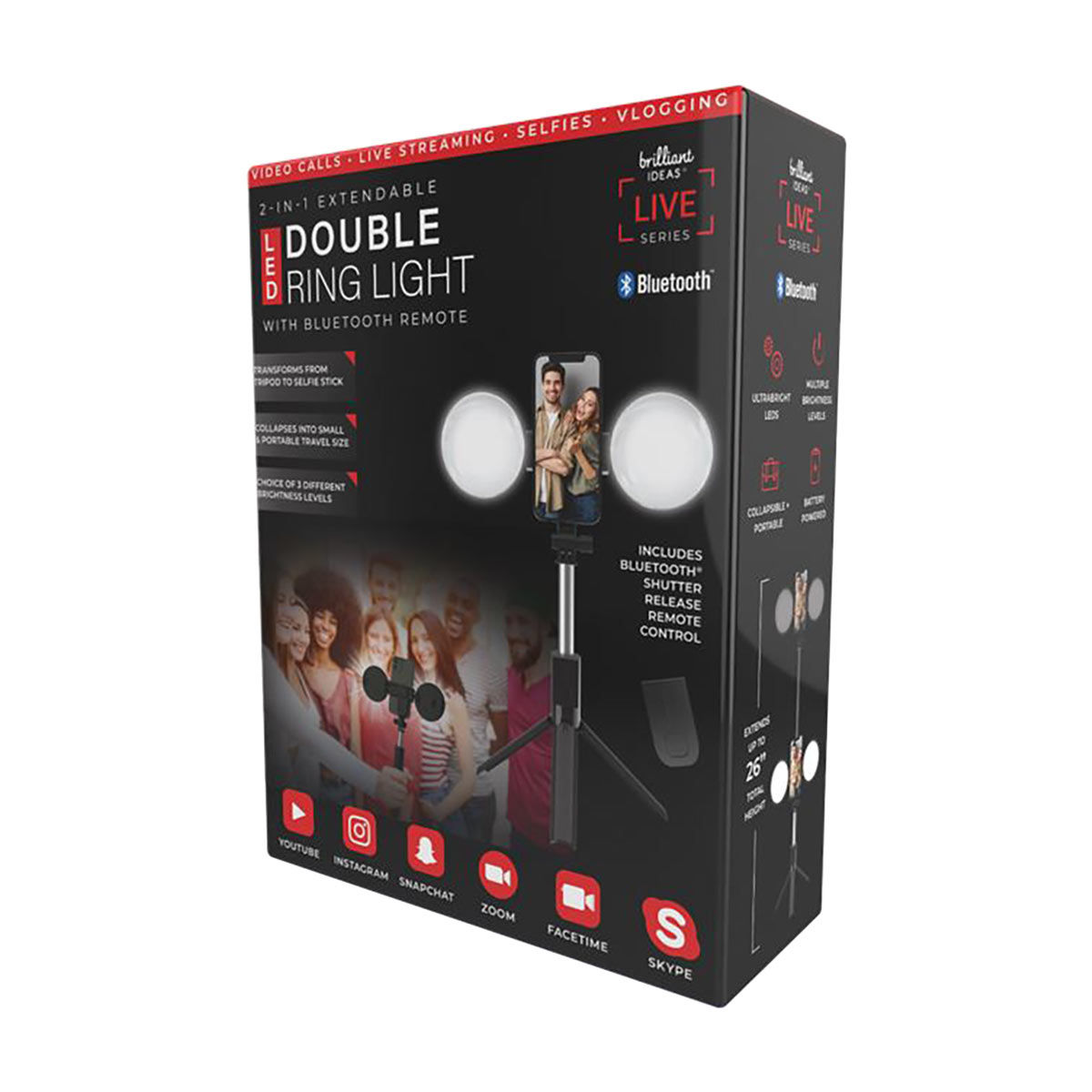 LED Double Ring Light with Bluetooth Remote