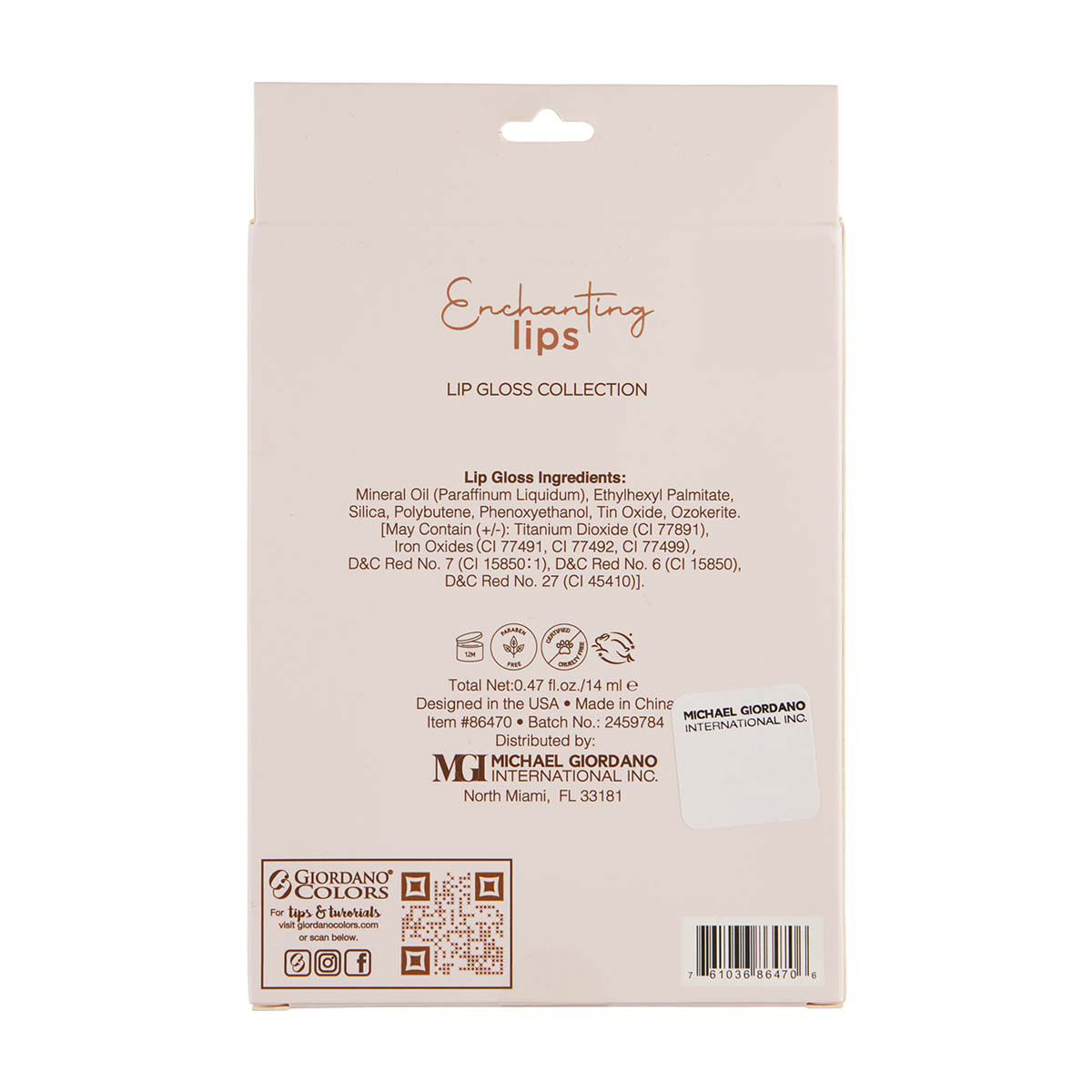 Giordano Colors Enchanting Lips Gloss Collection, 4 pack