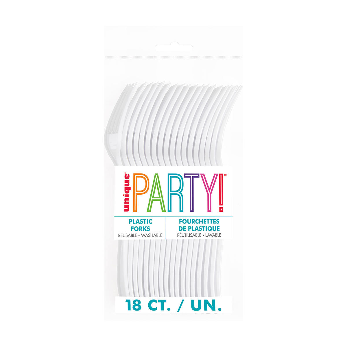Unique Party Reusable Plastic Forks, 18 Count