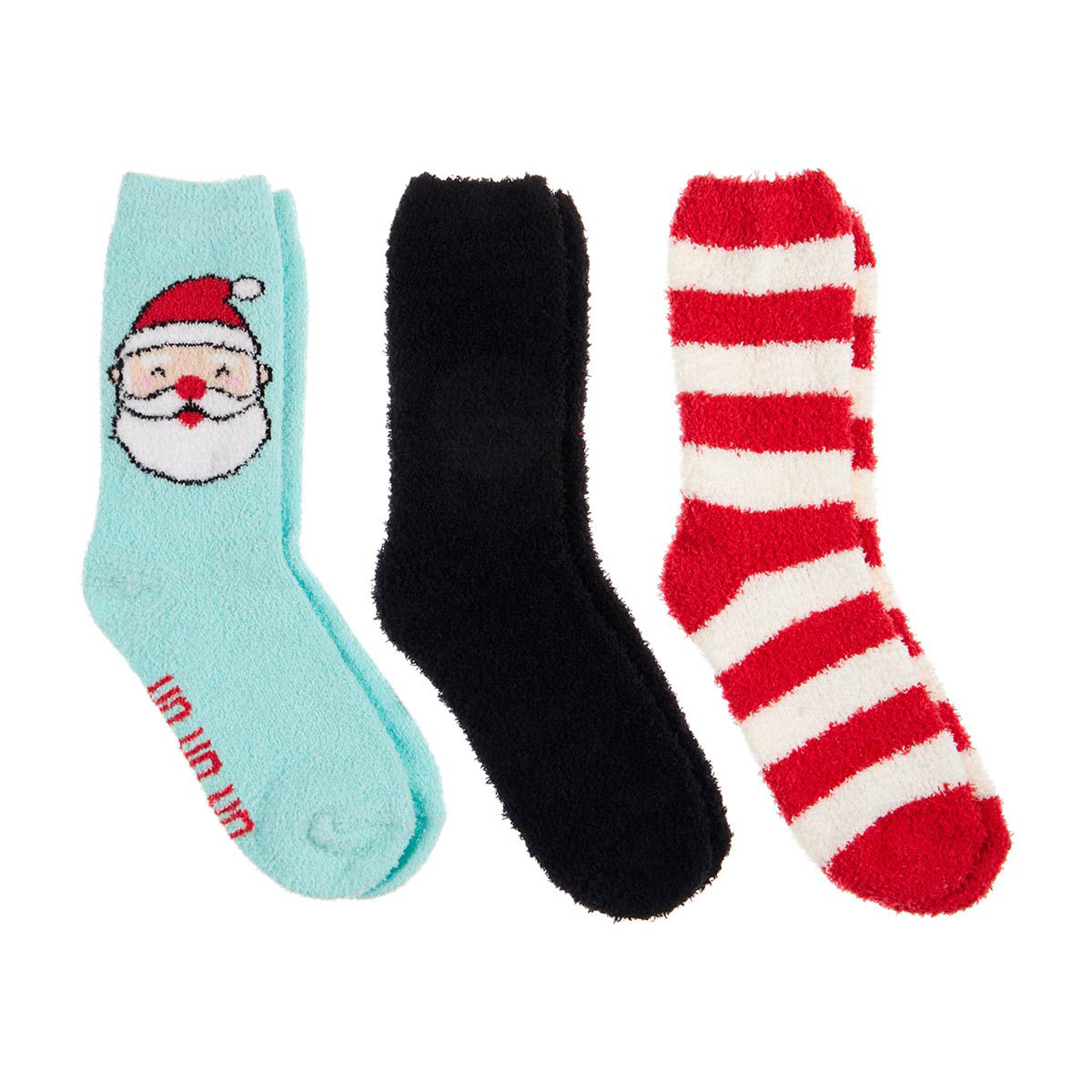 Mistle Toes Ladies Santa Cozy Crew Socks, 3 Pair