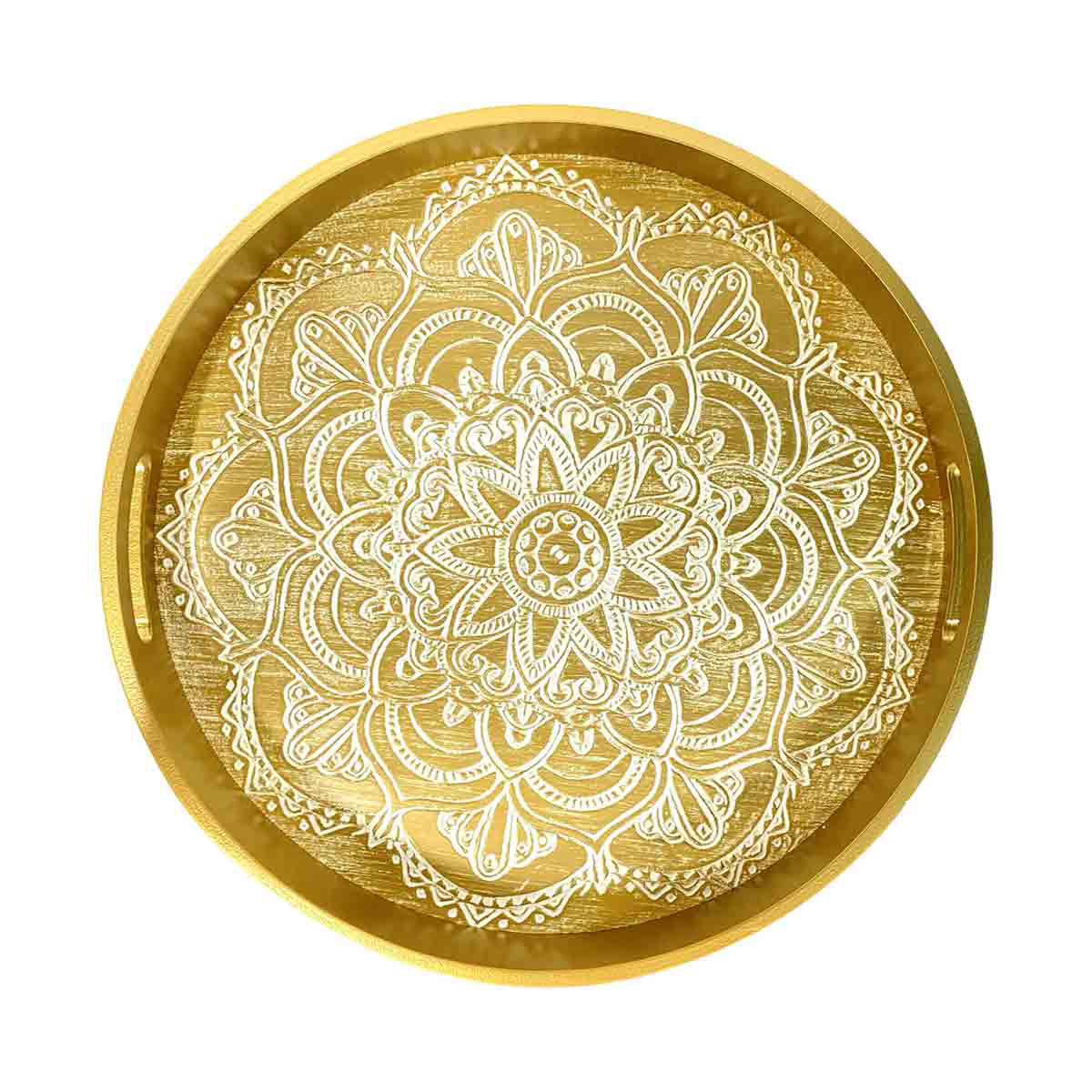 Mandala Inscribed Wooden Serving Tray