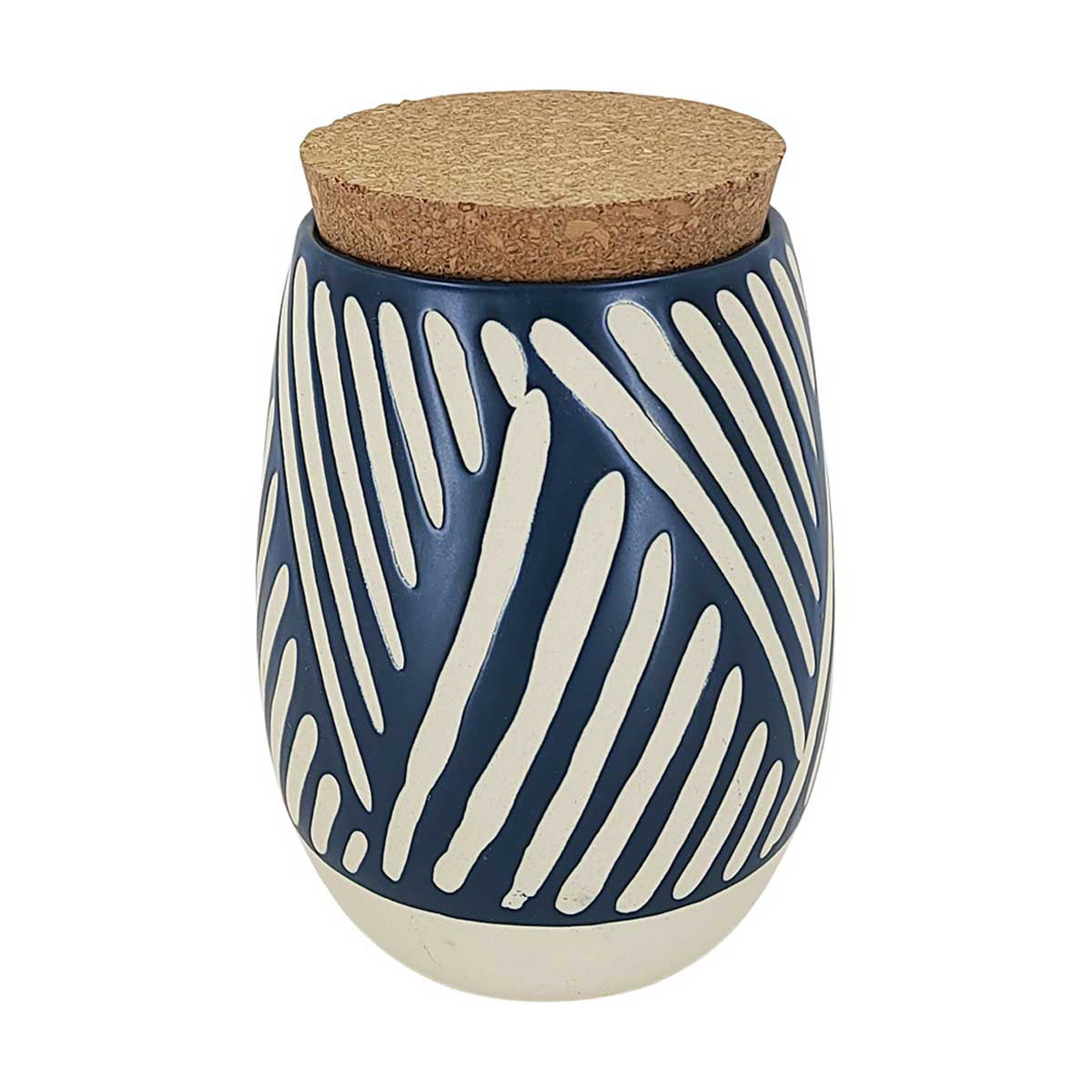 Decorative Ceramic Storage Container with Cork Lid, 6 in, Blue