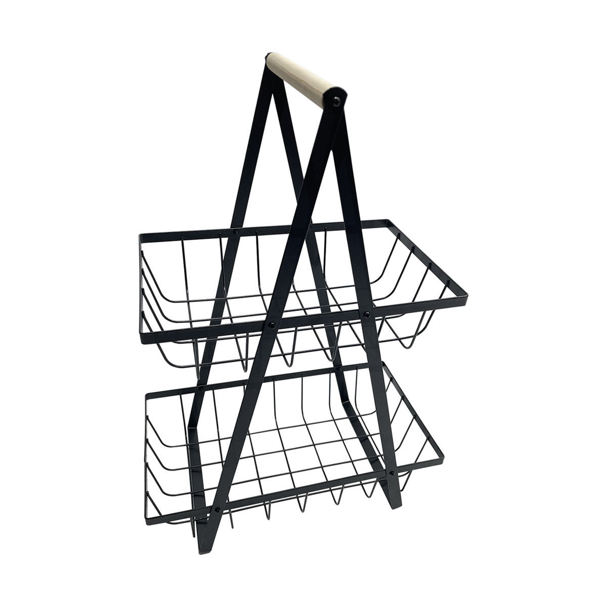 2-Tier Metal Baskets, Black