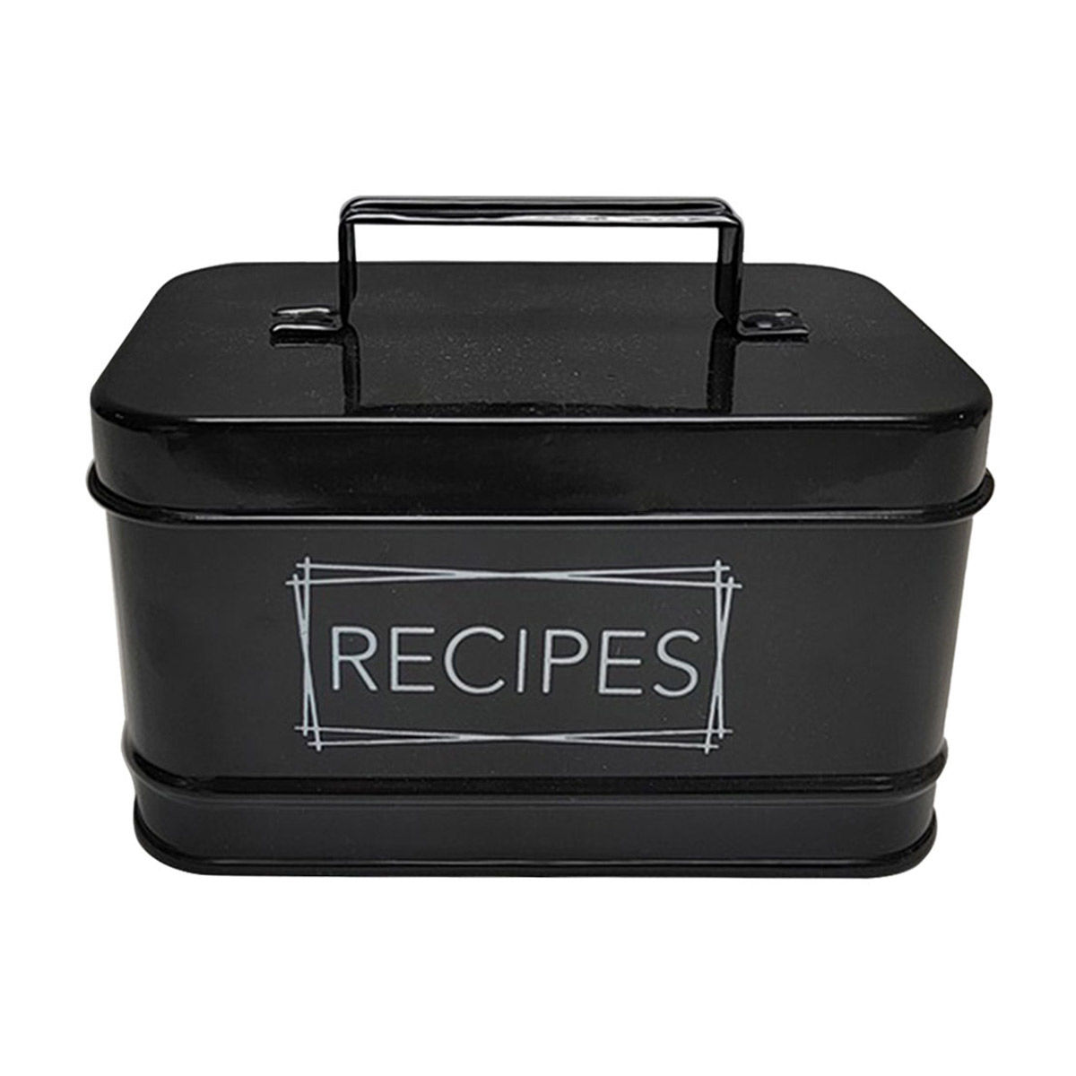 Metal Recipe Storage Box, Black