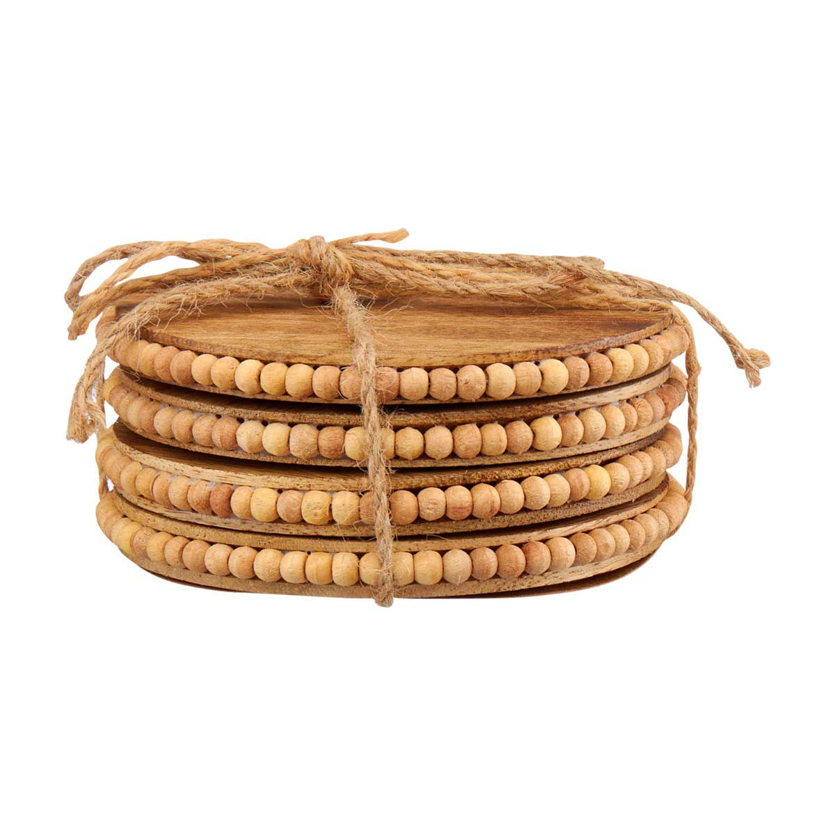 Beaded Wooden Coaster Set