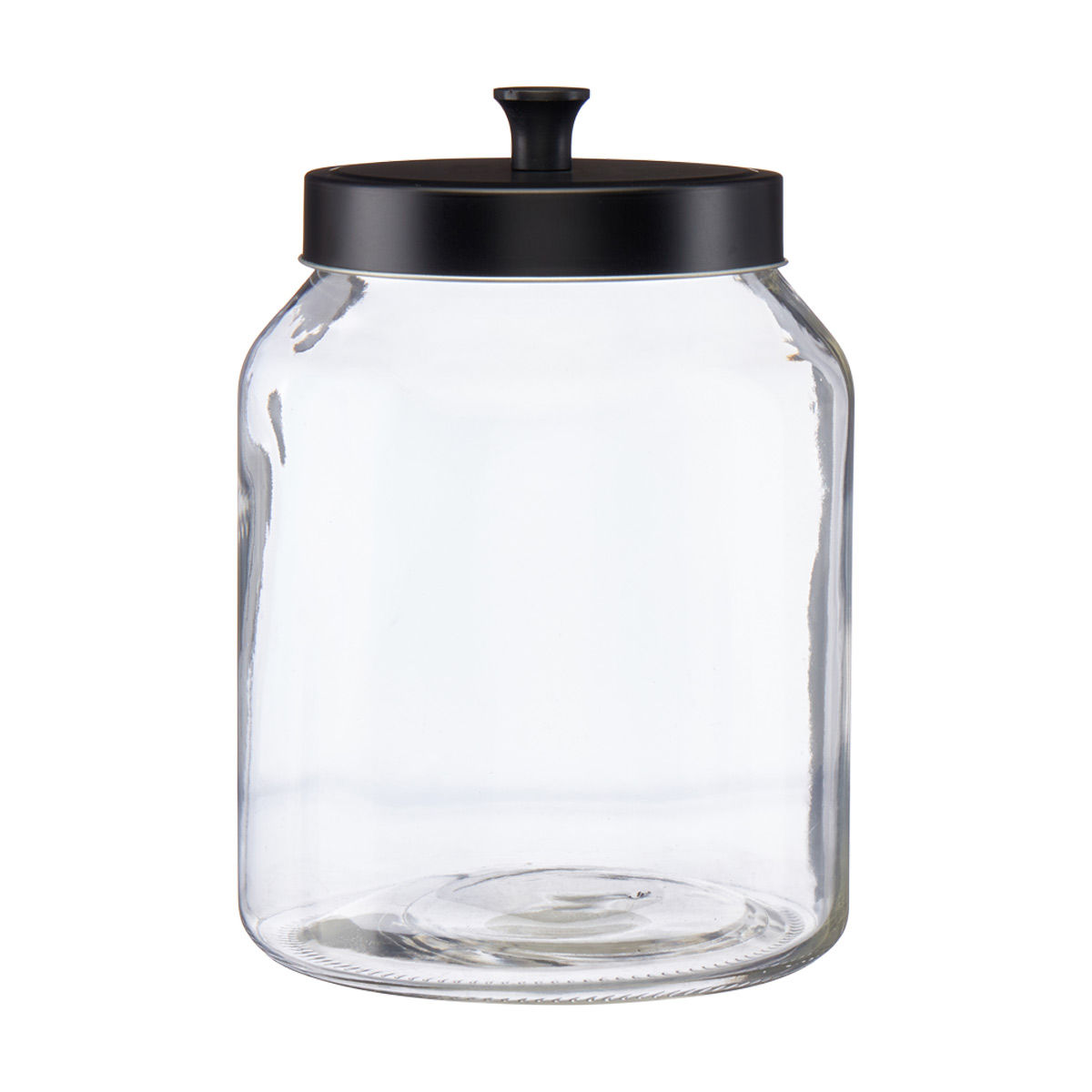 Clear Glass Canister with Black Lid, Small