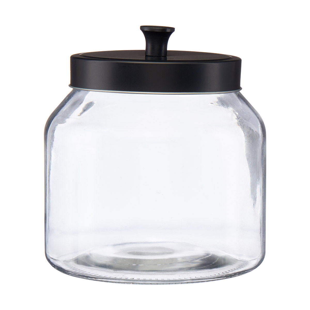 Clear Glass Canister with Black Lid, Medium