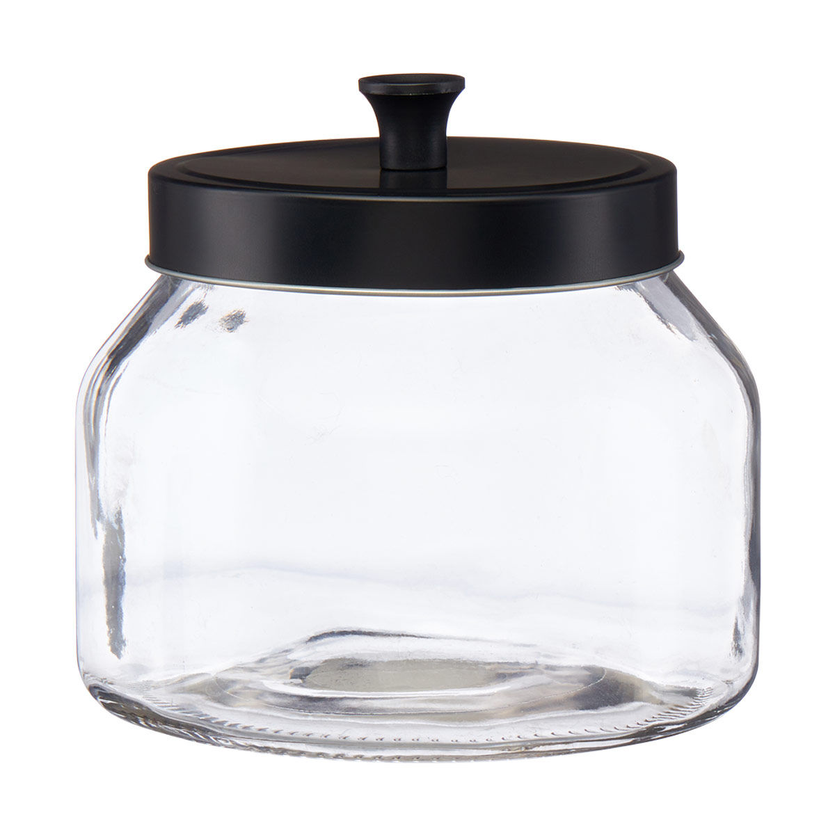Clear Glass Canister with Black Lid, Large