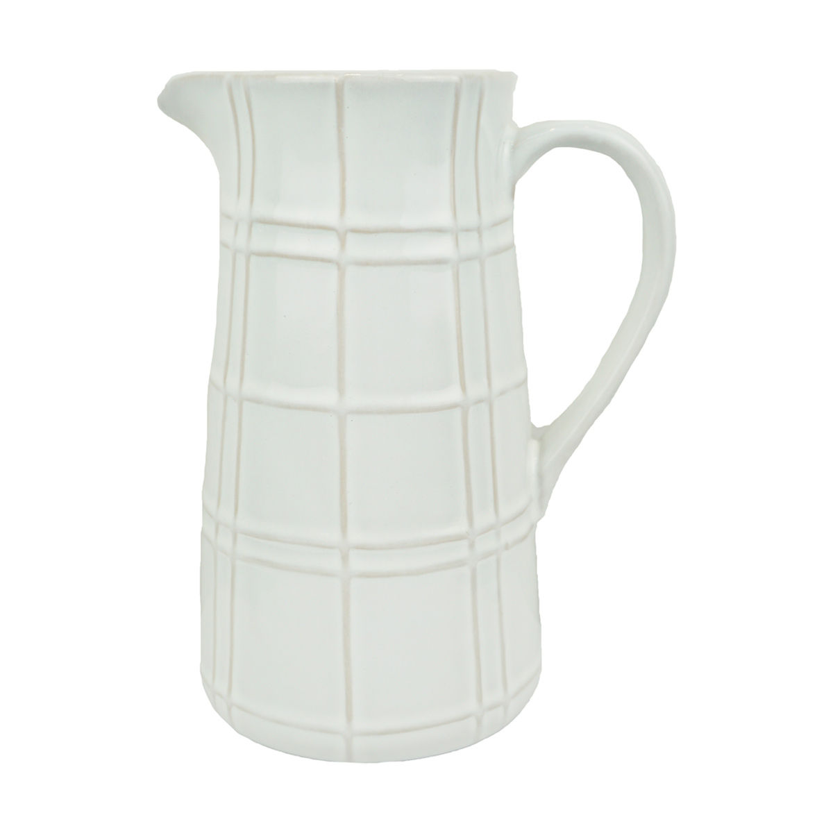Embossed Ceramic Pitcher, White