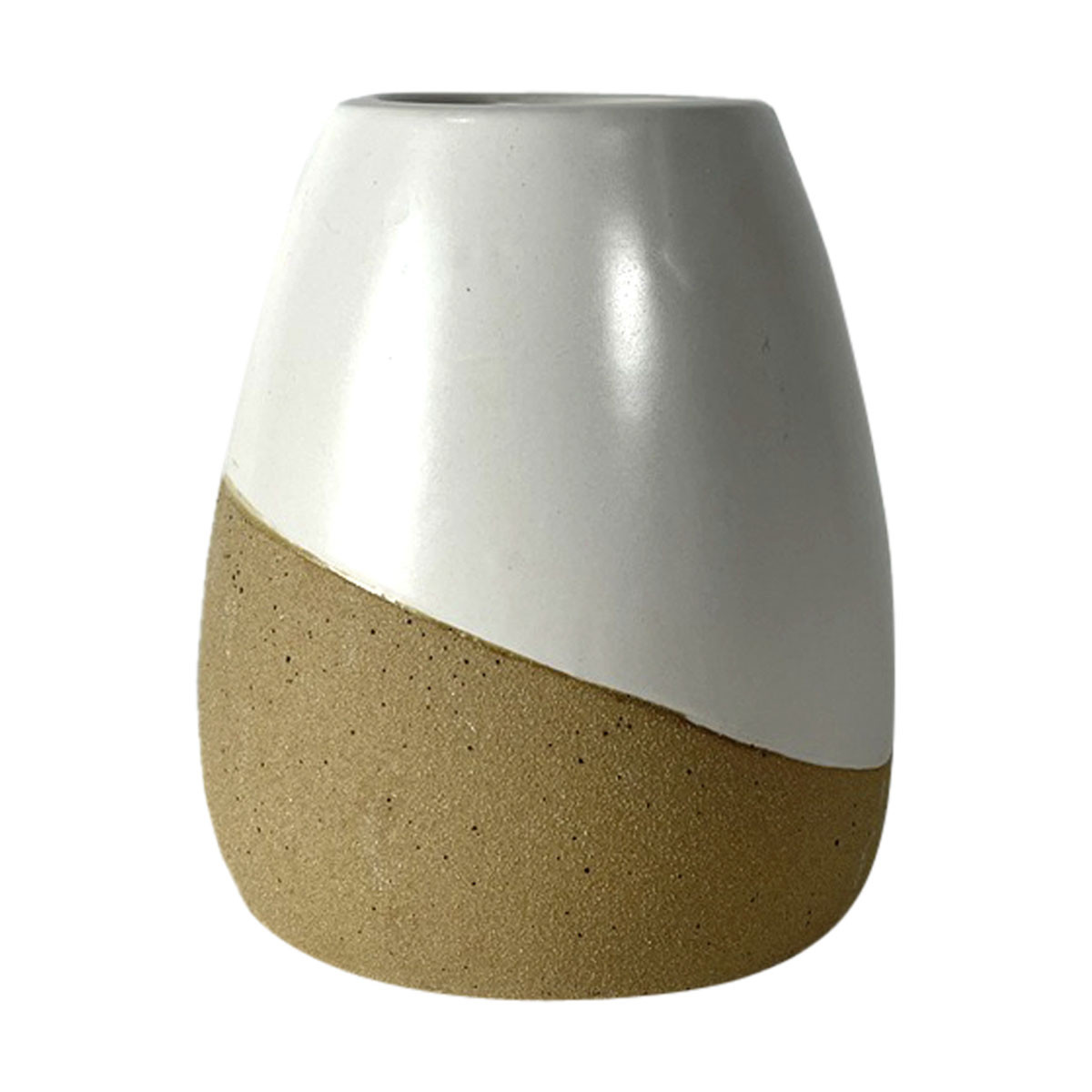 Decorative Ceramic Vase, Tan & White