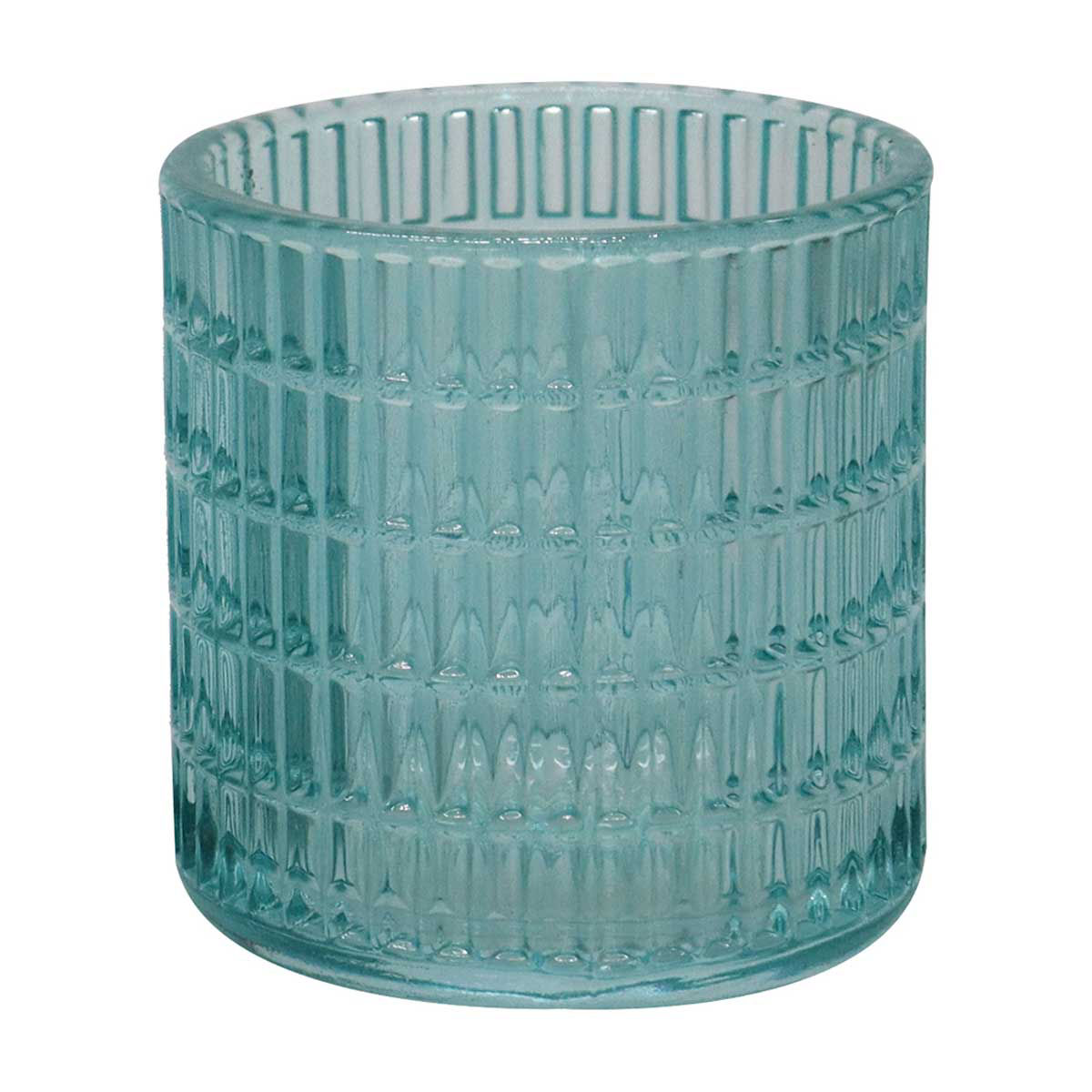 Embossed Glass Tumbler, Teal