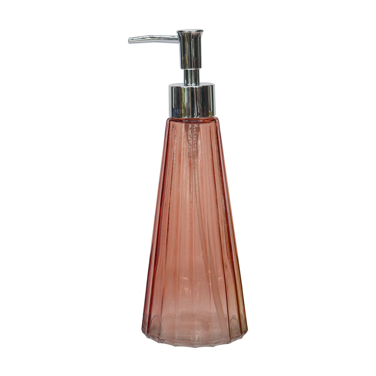 Ribbed Cone Glass Soap Pump Dispenser, Red