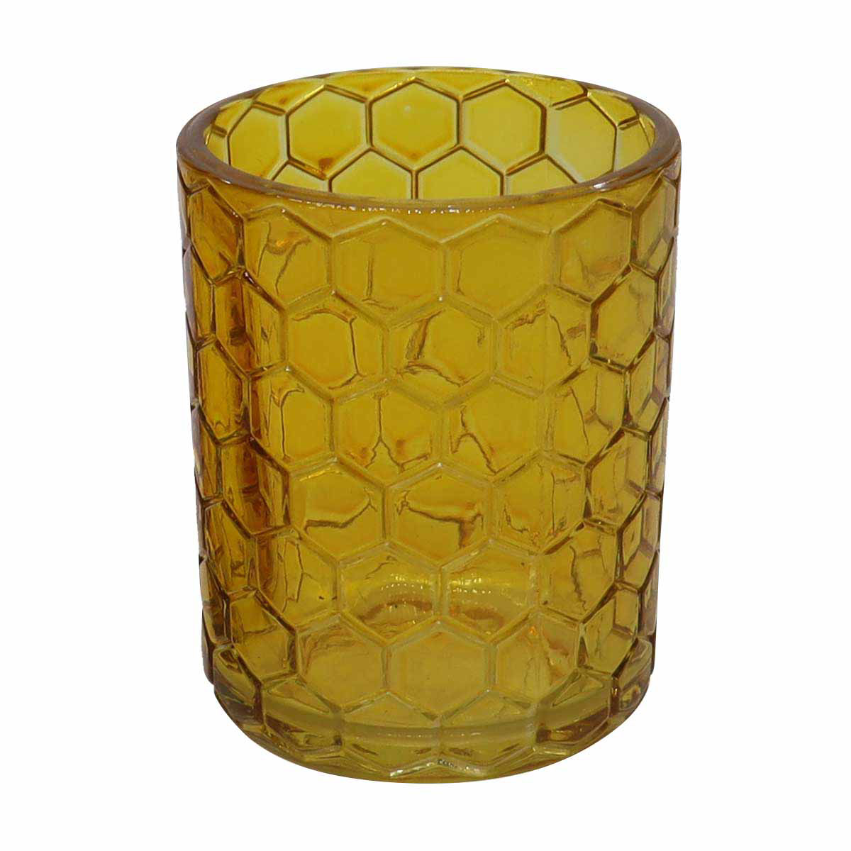 Embossed Bee Hives Glass Tumbler, Yellow