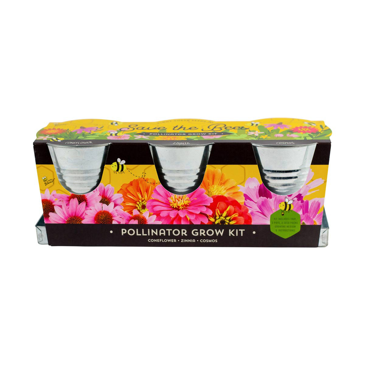 Buzzy Save The Bees 3 Pot Pollinator Grow Kit
